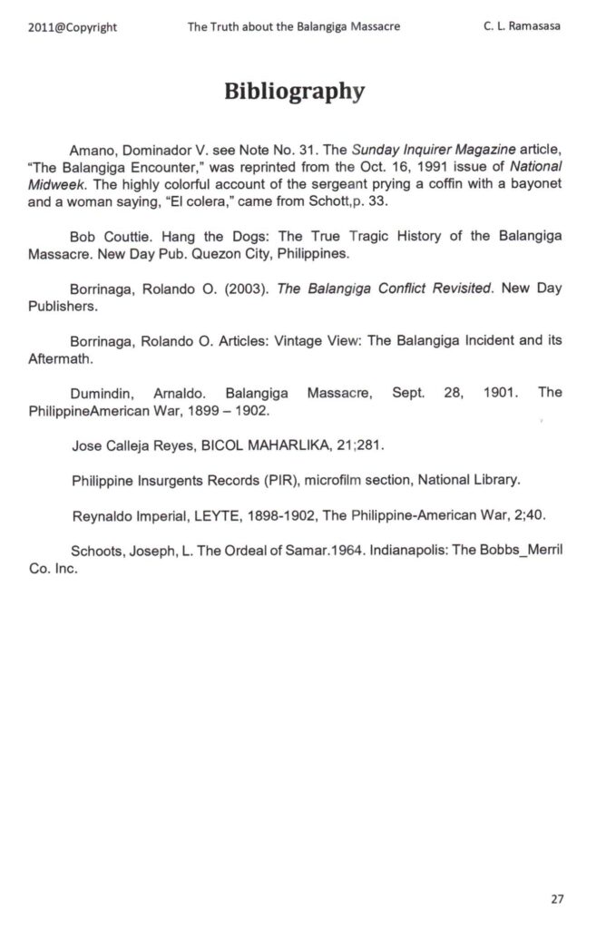 Balangiga Massacre, Crisologo Ramasasa, pg27 – Philippine-Sailor